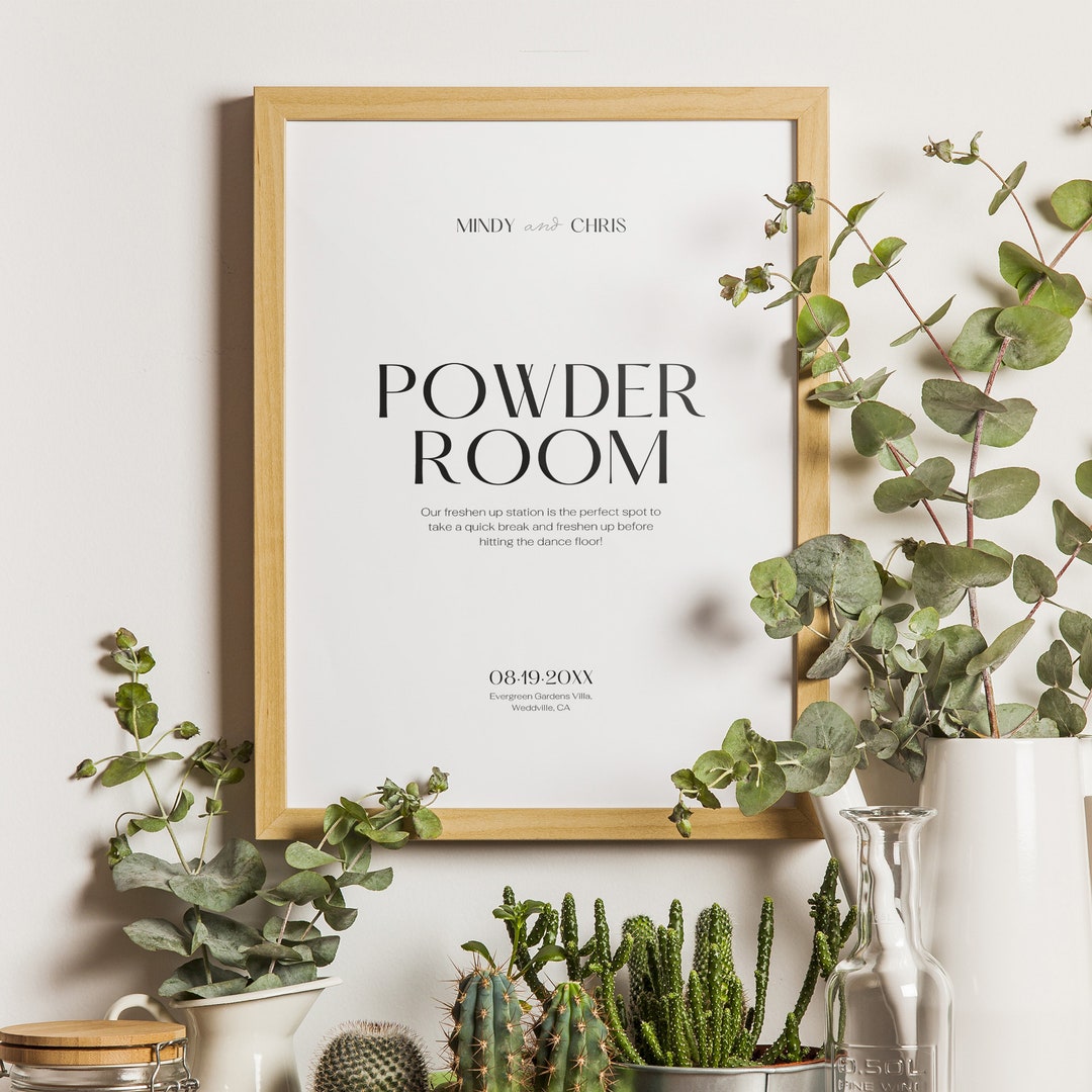 Wedding Toilet Sign, Restroom Sign Template, Powder Room Sign ...