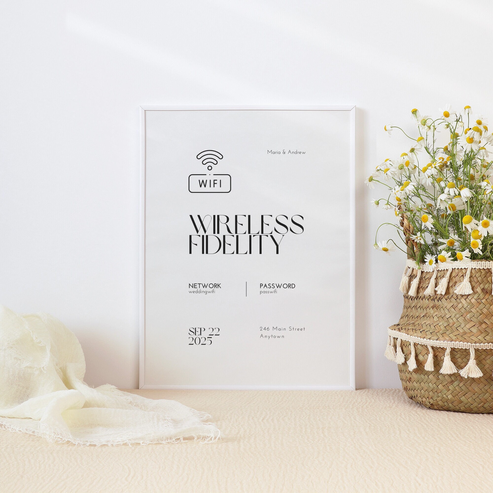 Wifi Sign, Printable Wifi Password Sign, Editable Canva Template ...
