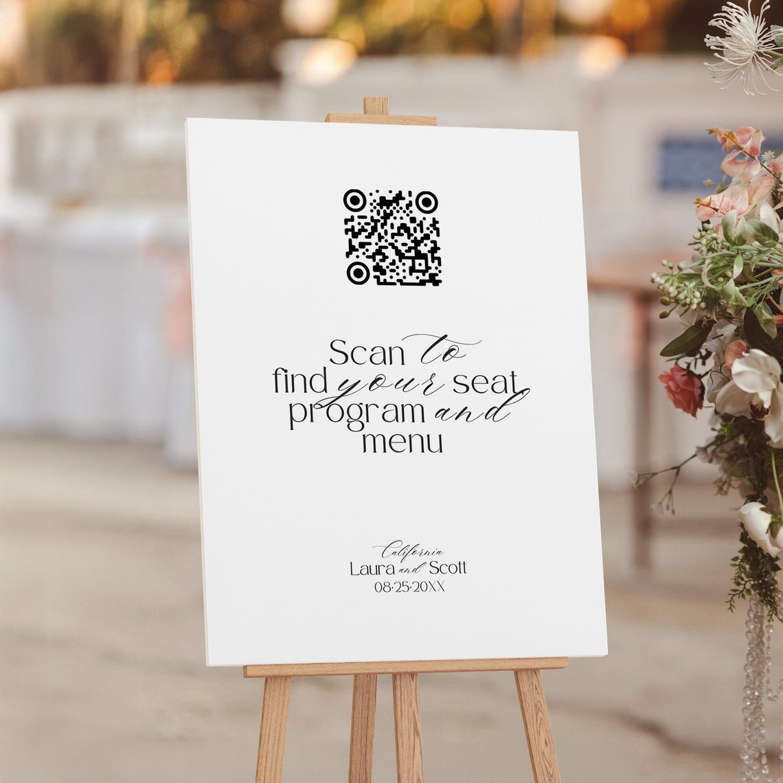 Wedding Seating Chart Canva Template: QR Code, Program & Menu (digital ...