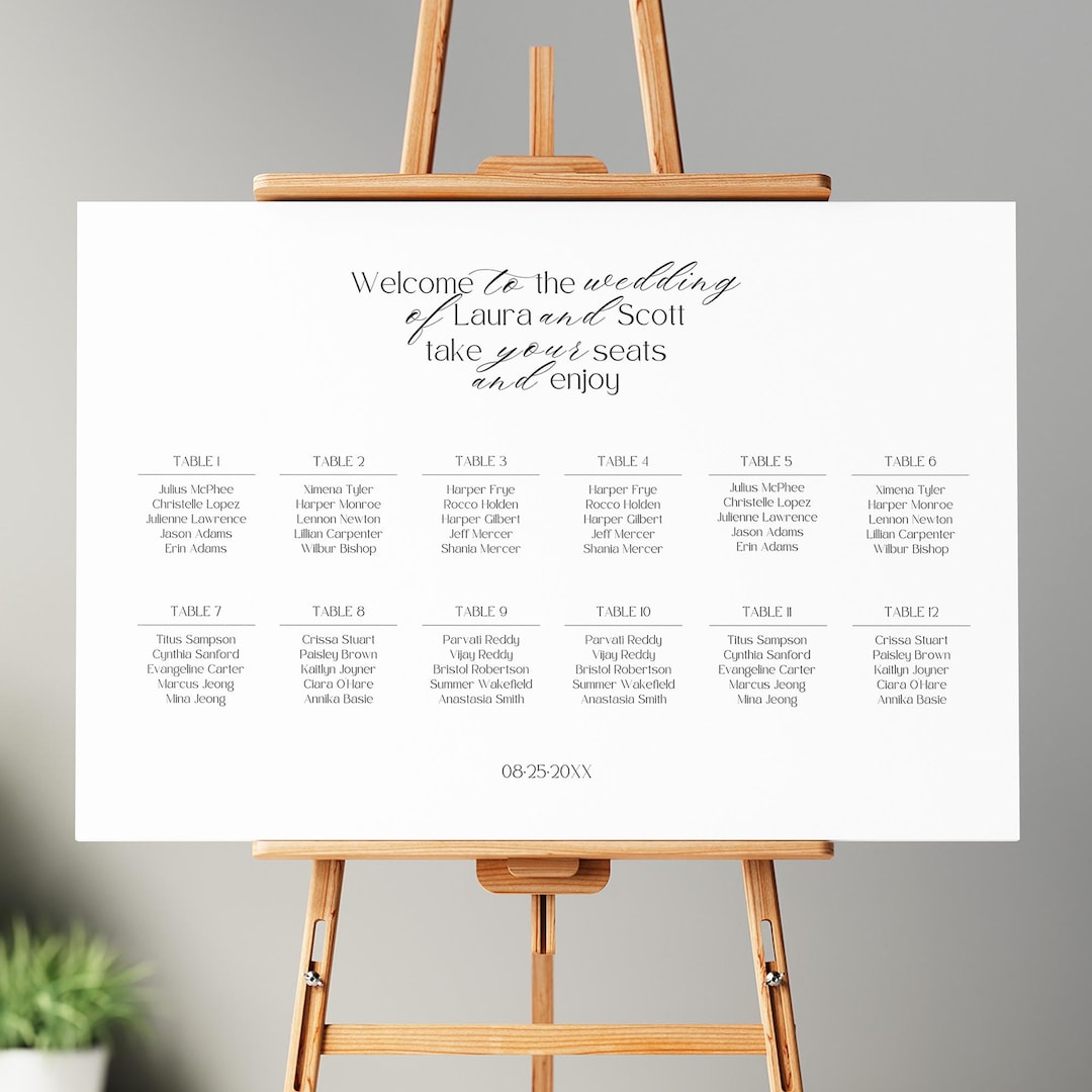 Editable Wedding Seating Chart Template: Simple Canva Seating Plan ...
