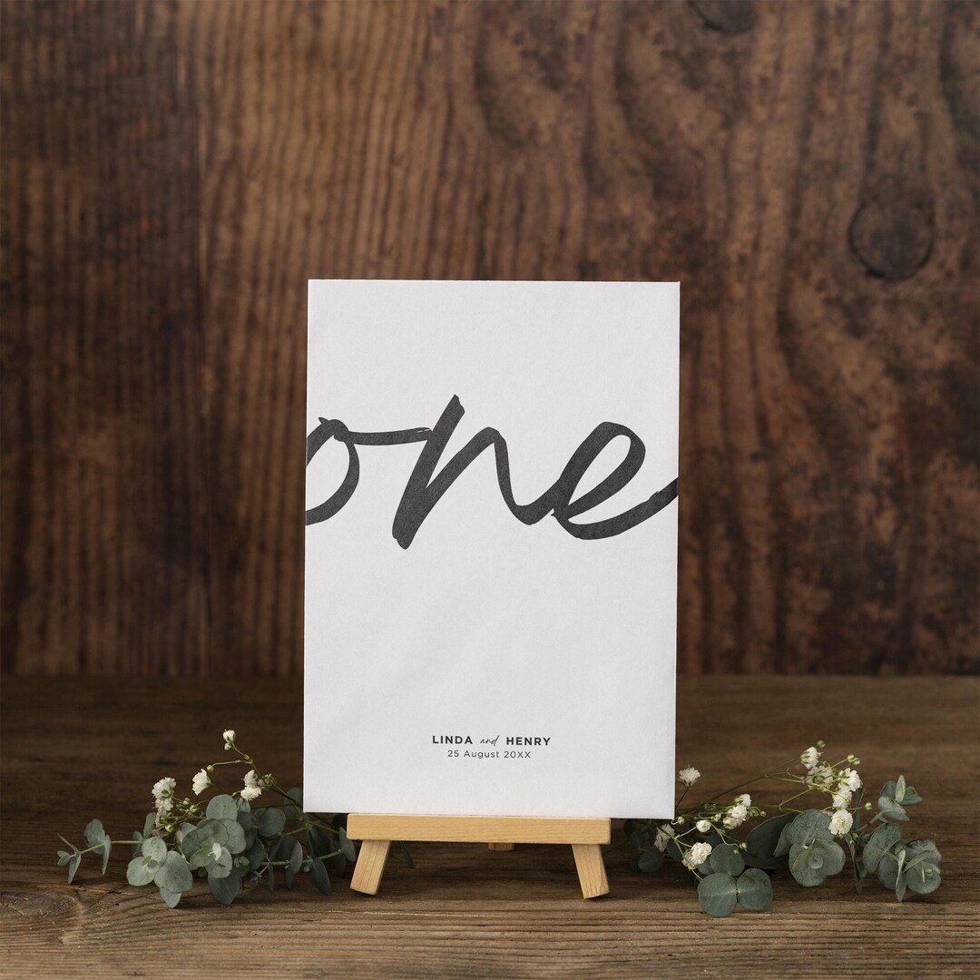 Table Number Sign Template, Modern Wedding Table Numbers Canva Template ...