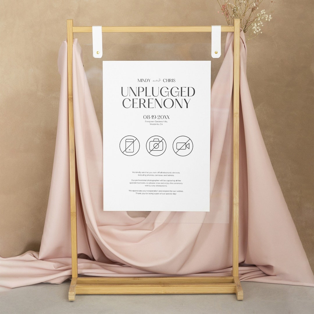 Minimalist Unplugged Ceremony Sign Template, Wedding Unplugged Ceremony ...