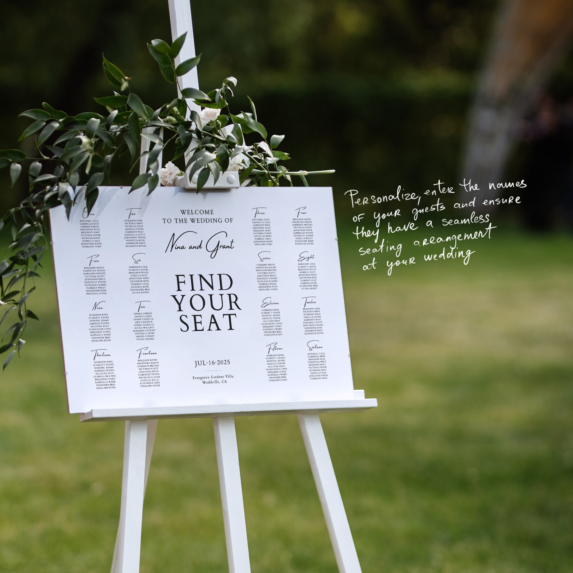 Wedding Seating Chart Canva Template, Modern Seating Plan Template ...