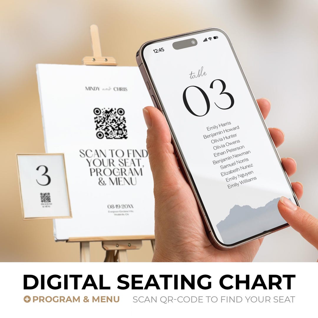 Digital Seating Chart Template, Wedding Seating Arrangement, Program ...