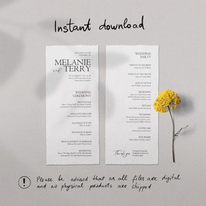 Wedding Program Canva Template, Minimalist Wedding Program, Editable & Printable Wedding ...