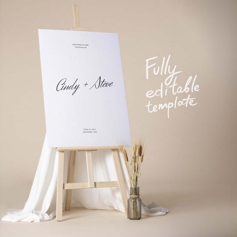 Wedding Welcome Sign Template, Editable & Printable Wedding Welcome ...