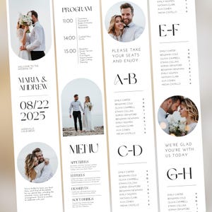 Digital Seating Chart Website Canva Template With Program & Menu, QR ...