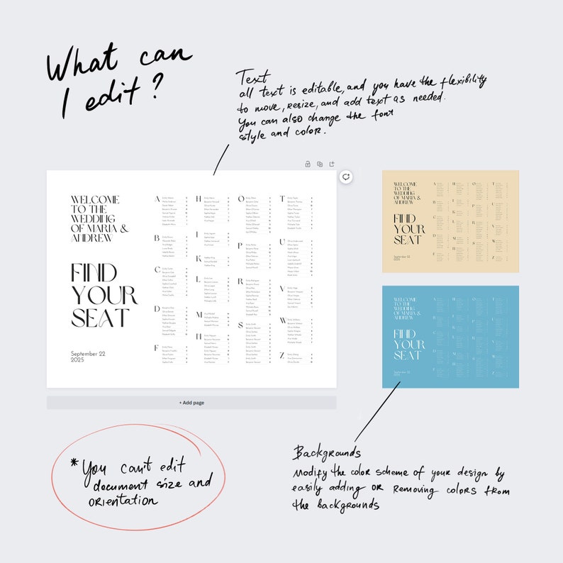 Alphabetical Seating Chart Canva Template Wedding Seating - Etsy