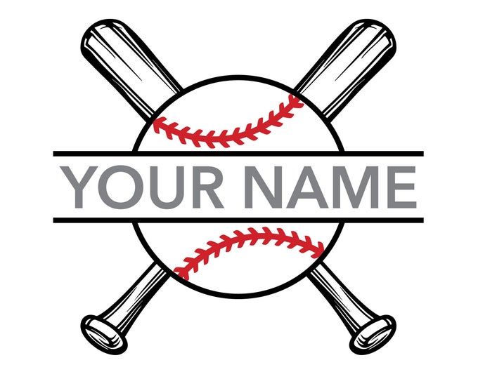 Baseball Split Name Monogram Svg, Baseball Mom, Crossed Baseball Bats ...