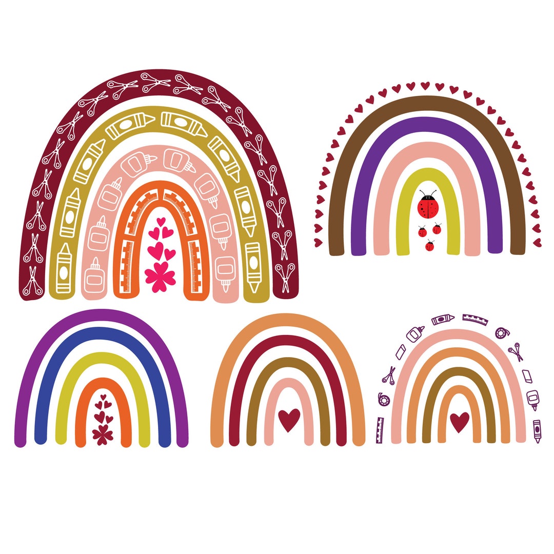 Boho Rainbow SVG Color Rainbow SVG Rainbow PNG, Rainbow Clipart Cute ...