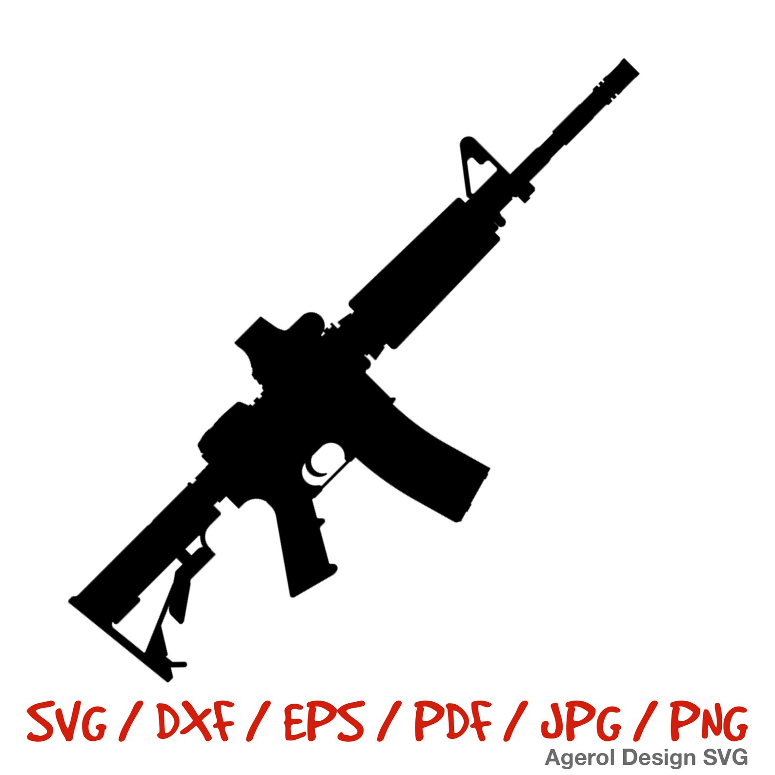 AR15 Rifle SVG AR-15 Silhouette SVG Gun Svg Rifle Svg Rifle Png Rifle ...