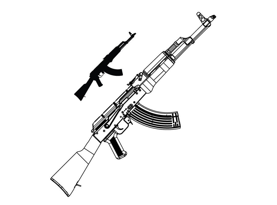 AK47 Kalashnikov SVG Drawing AK-47 Iconic Rifle From 1947 Tshirt Design ...