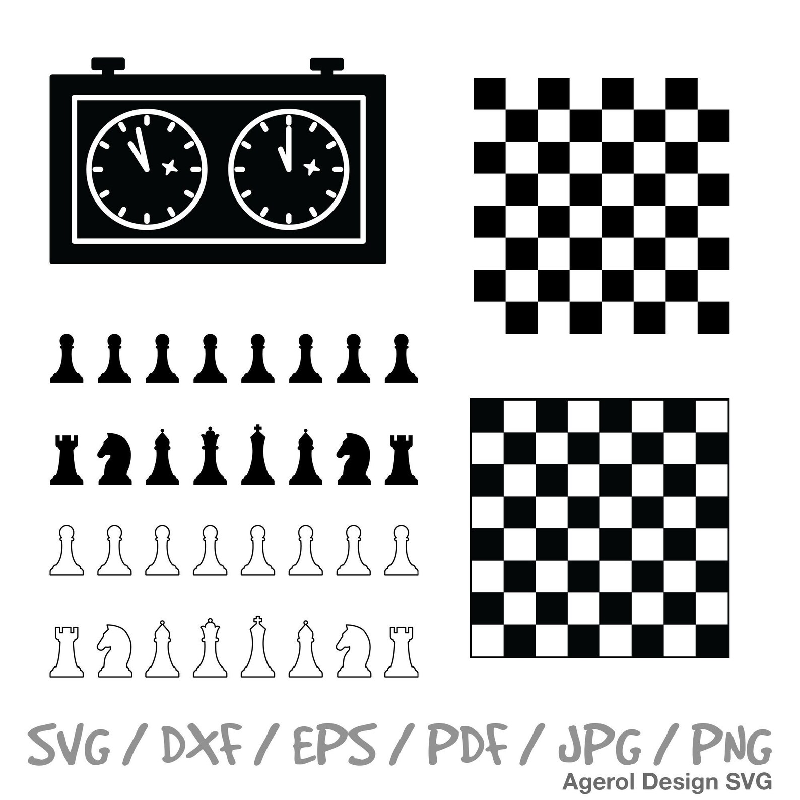 Chess Board SVG Checkers Board Cut File Chess Pieces SVG Chess Game Svg ...