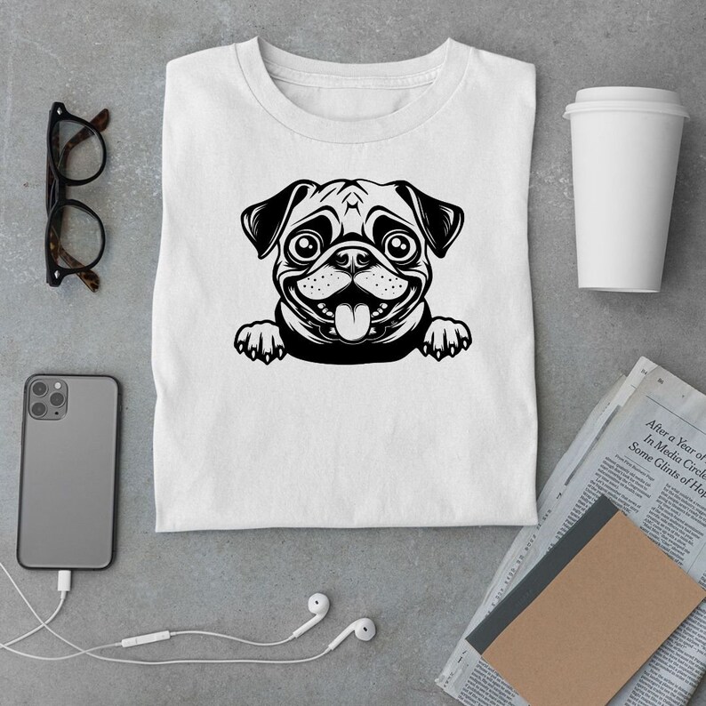 Pug SVG Peeking Pug Dog SVG, Eps, Jpg, Dxf, Pdf, Png, Vector & Raster ...