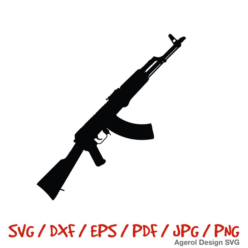 AK-47 SVG AK47 Kalashnikov Svg AK-47 Rifle Line Drawing, Ak-47 Rifle ...