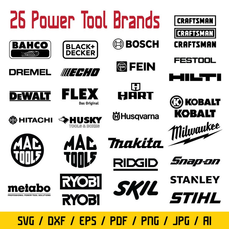 26 Power Tools Vector Bundle SVG in Various Format Pack Svg, Dxf, Jpg ...
