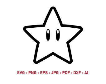 Mario Star SVG for Craft Machines Cricut Cameo Silhouette - Etsy