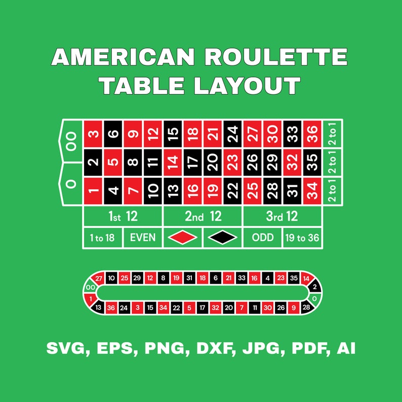 American Roulette Table Layout SVG Roulette Layout SVG Roulette Wheel ...