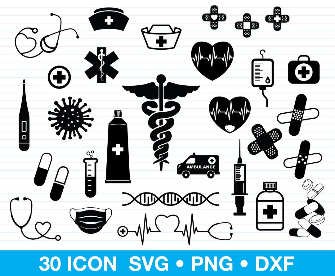 Nurse Medical Tools Icons Svg Png Bundle for Cutting Machines Instant ...
