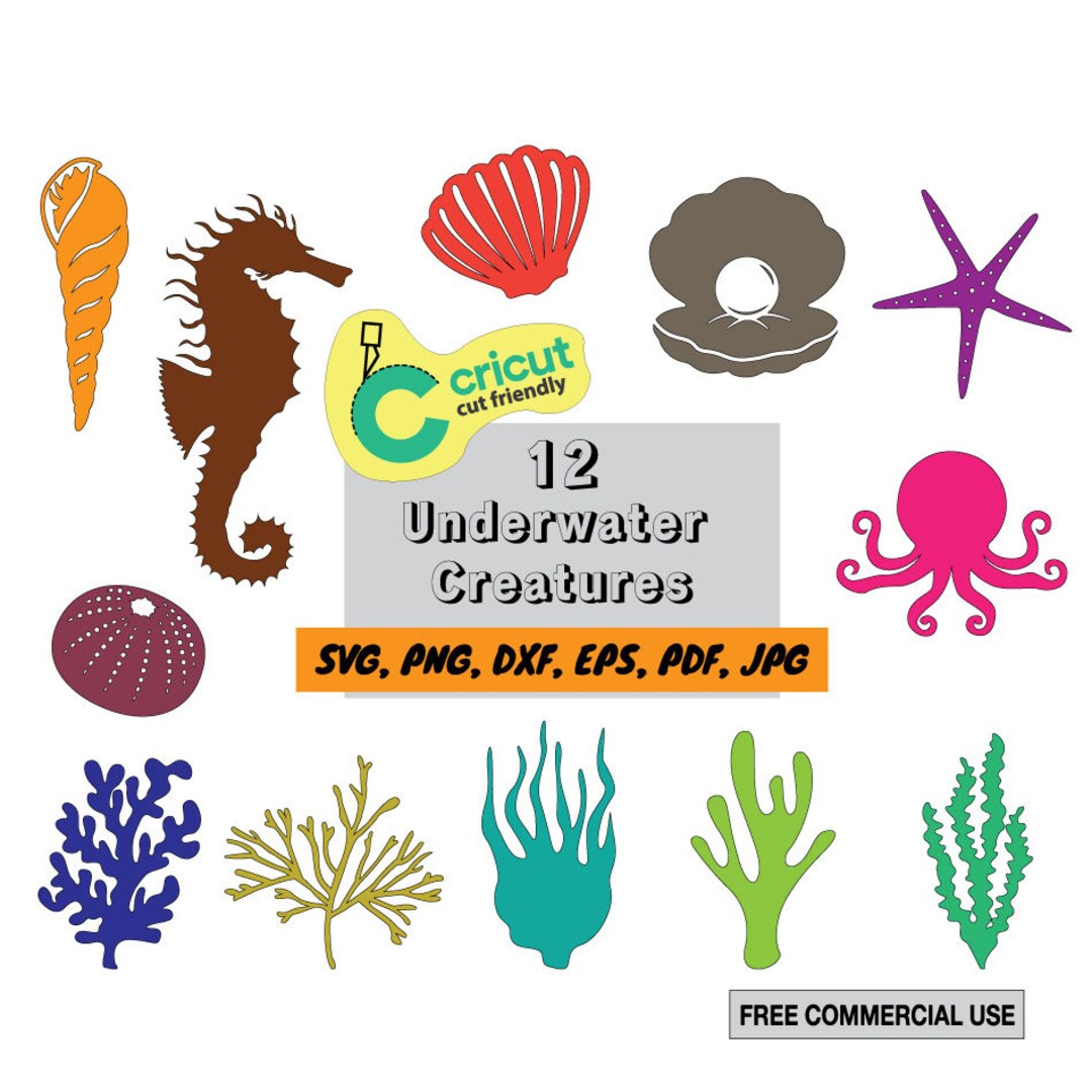 Underwater Creatures SVG Sea Shells SVG Ocean SVG Seahorse Starfish ...