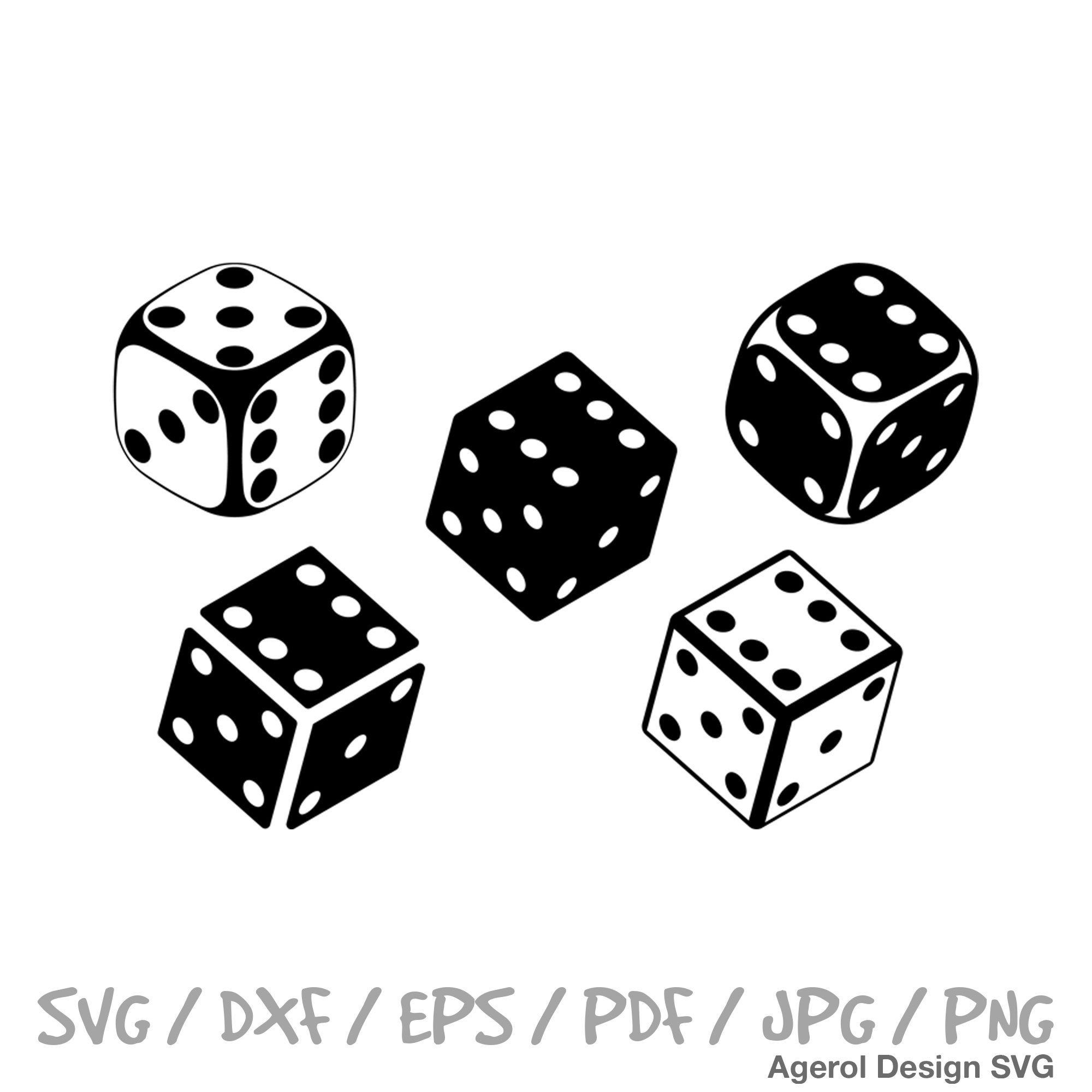 Dice SVG Dices SVG Dice Silhouette SVG Black and White Dice Clipart ...