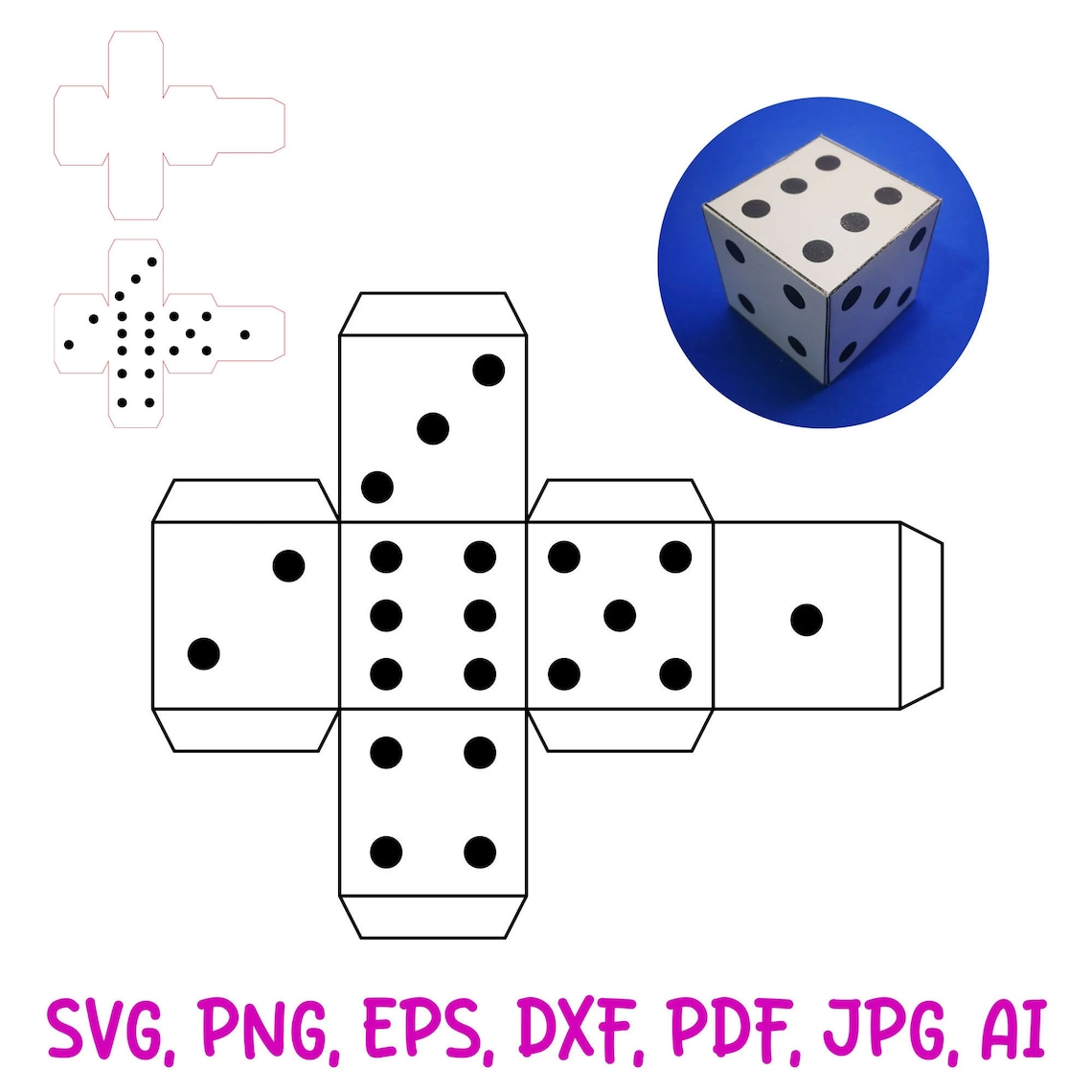 Printable Dice SVG Printable Paper Dice Dicemaking Scalable Dice ...