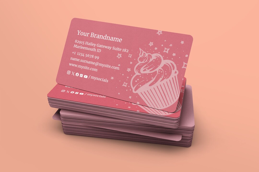 Cupcake Business Card Template Bakery Business Card Editable Muffin ...