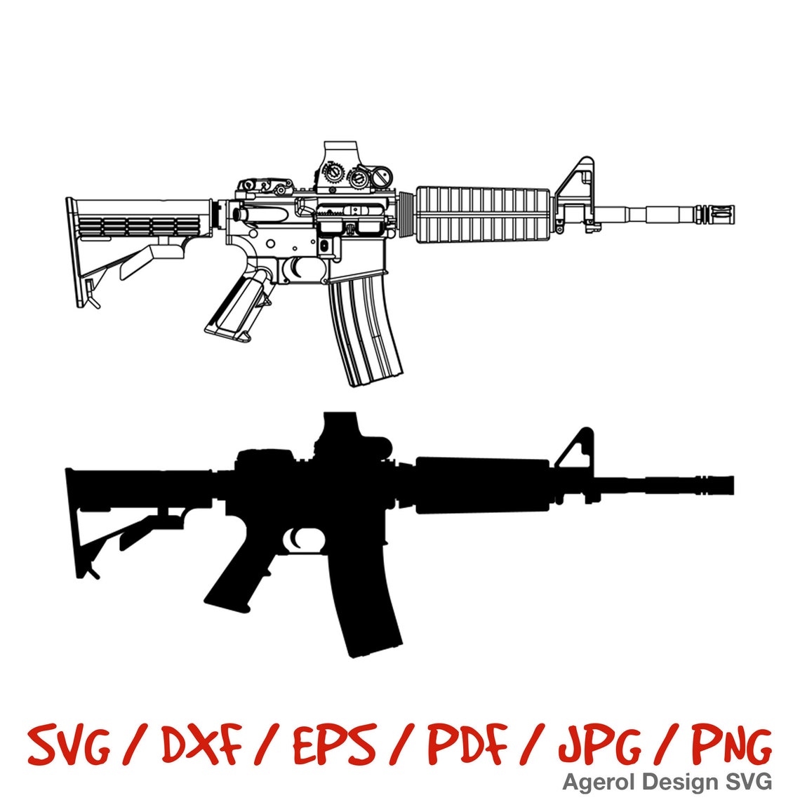 AR15 Rifle SVG AR-15 Silhouette SVG Gun Svg Rifle Svg Rifle Png Rifle ...