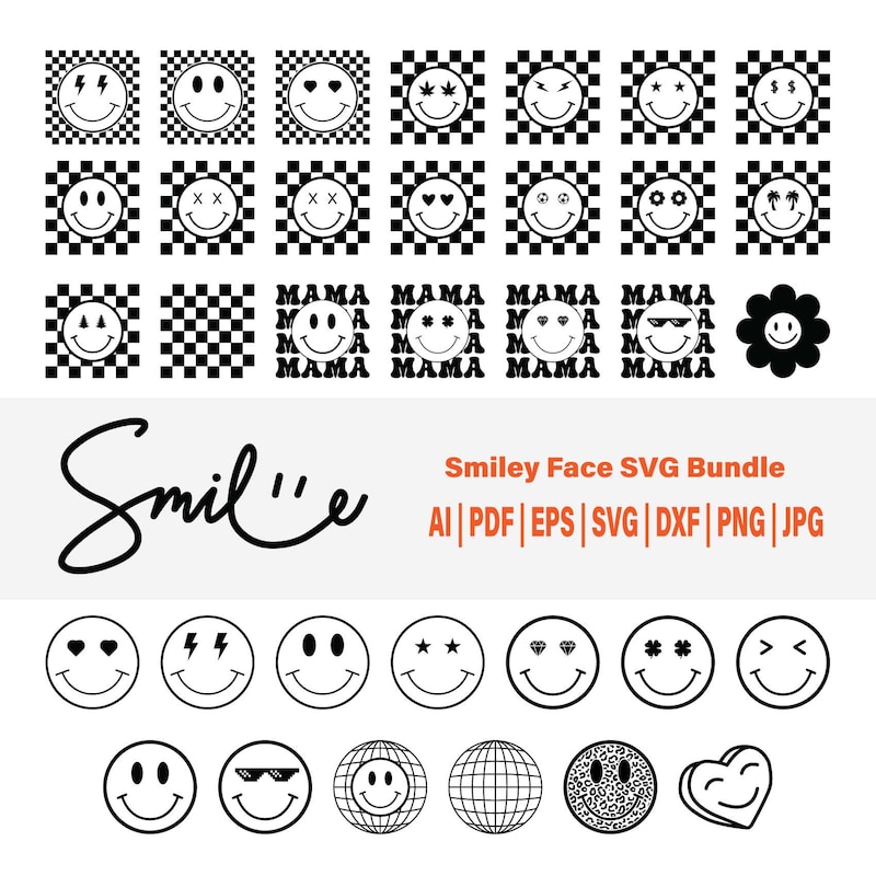 Smiley Face Svg - Etsy