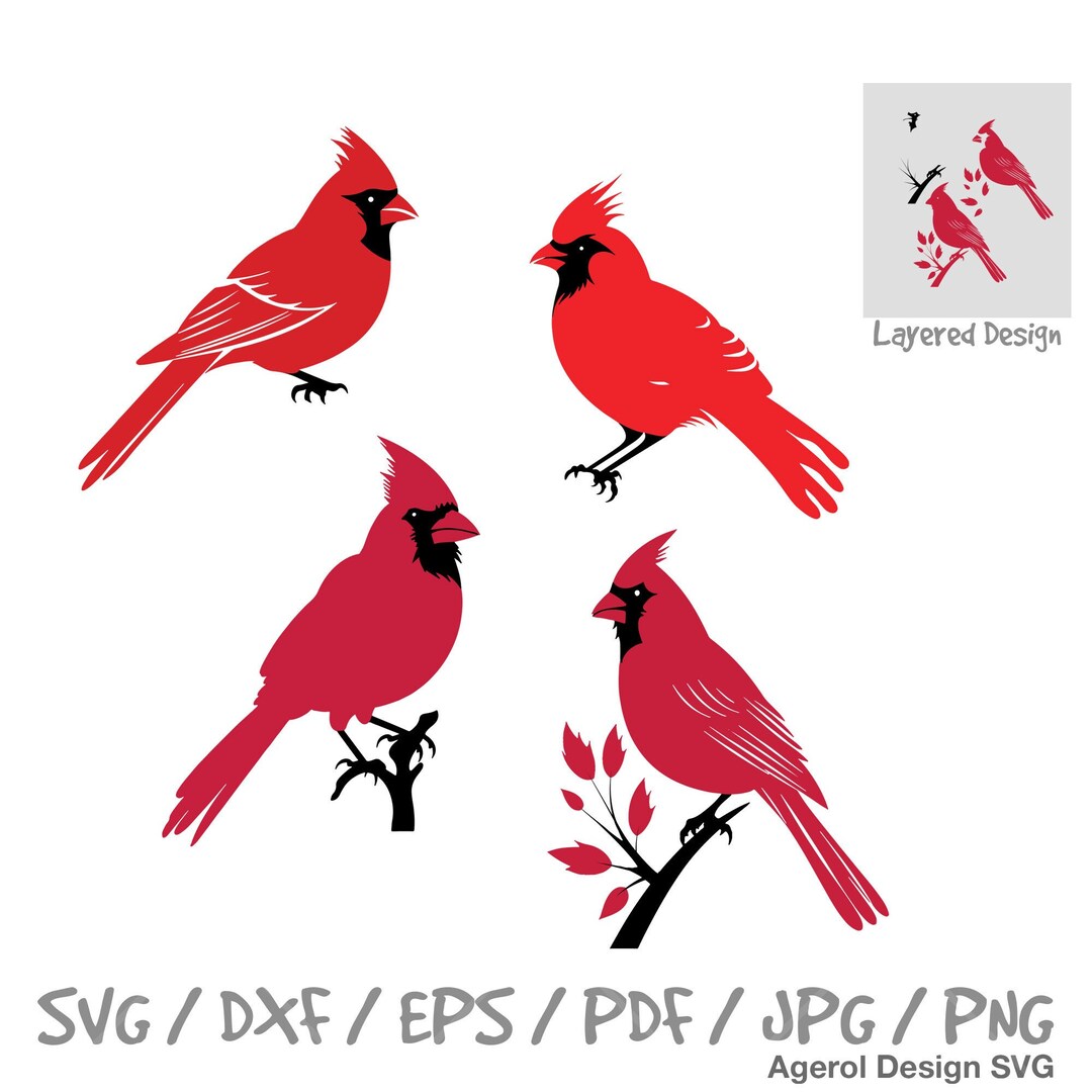 Memorial SVG Red Cardinal Bird SVG Bundle Red Cardinal Bird Layered SVG ...