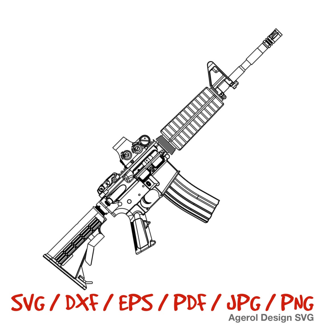 AR15 Rifle SVG AR-15 Silhouette SVG Gun Svg Rifle Svg Rifle Png Rifle Dxf Laser Cut Rifle Cricut ...