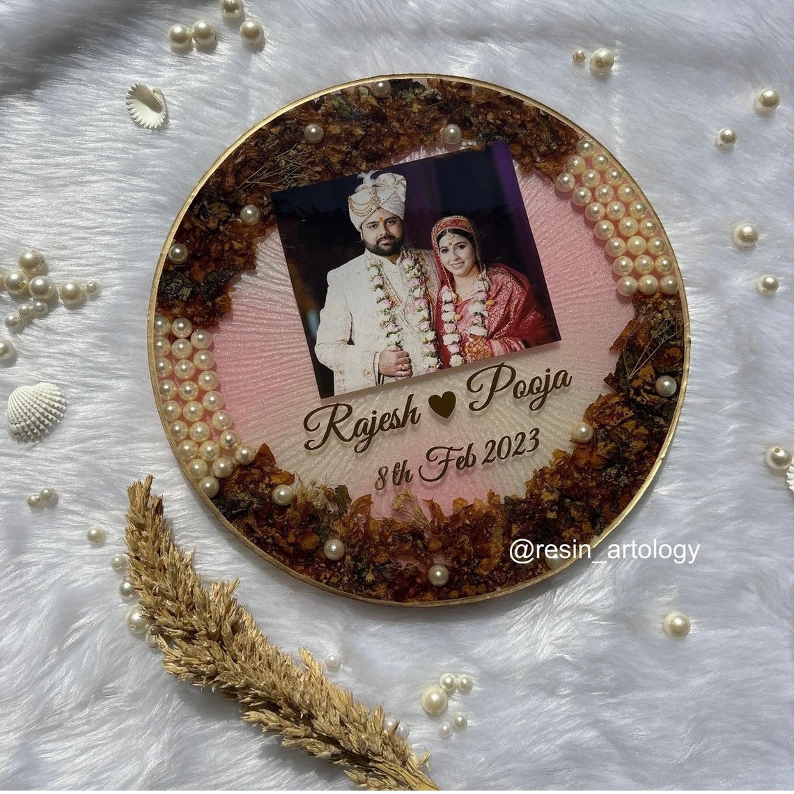 Resin Flower Preservation Frame resin Varmala Sonalized Gift ...