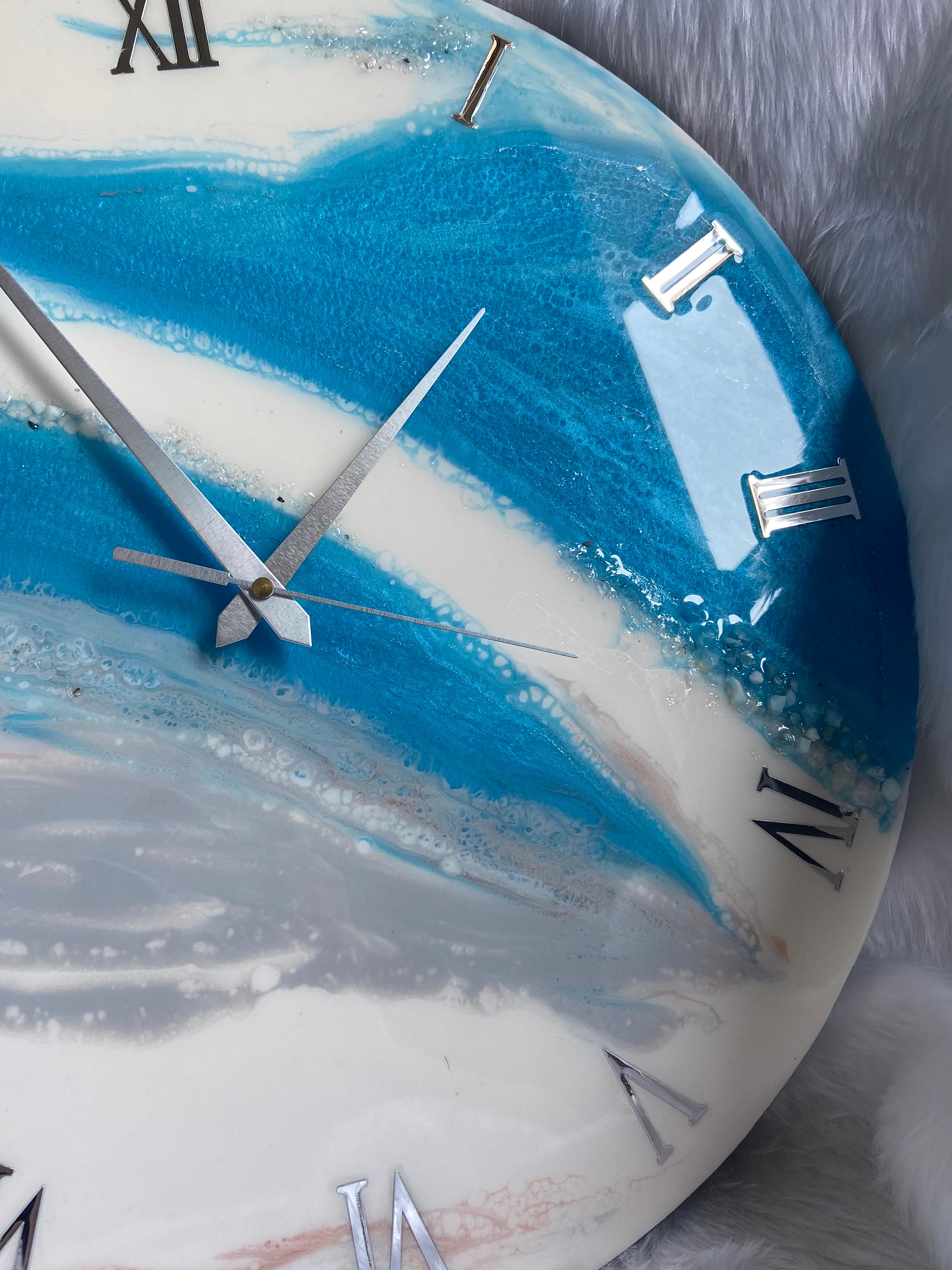 Blue Grey and White Modern Minimalistic Aesthetic Home Decor Resin Art ...