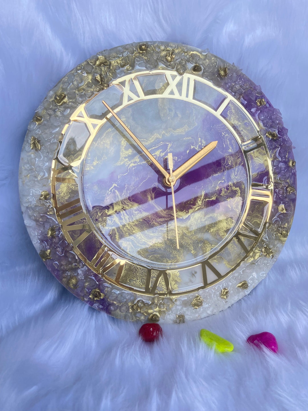 Purple and Gold Geode Art Modern Minimalistic Aesthetic Home Decor ...