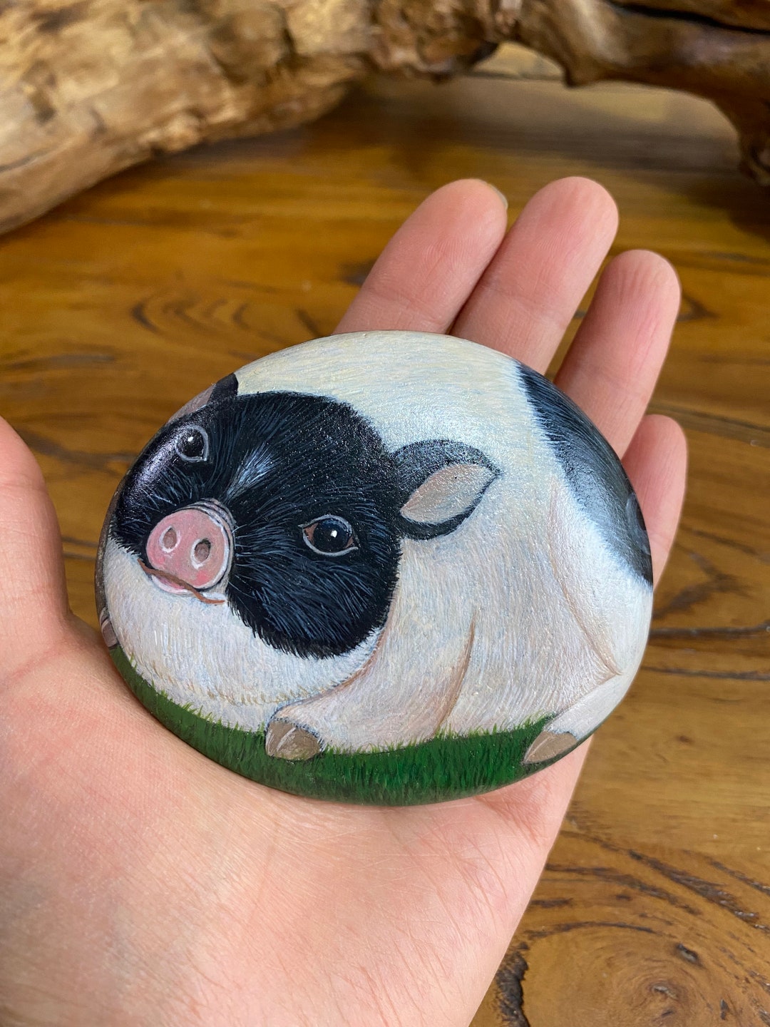 Pig Painted Stone Pet Stone Unique Stone Painting Animals - Etsy