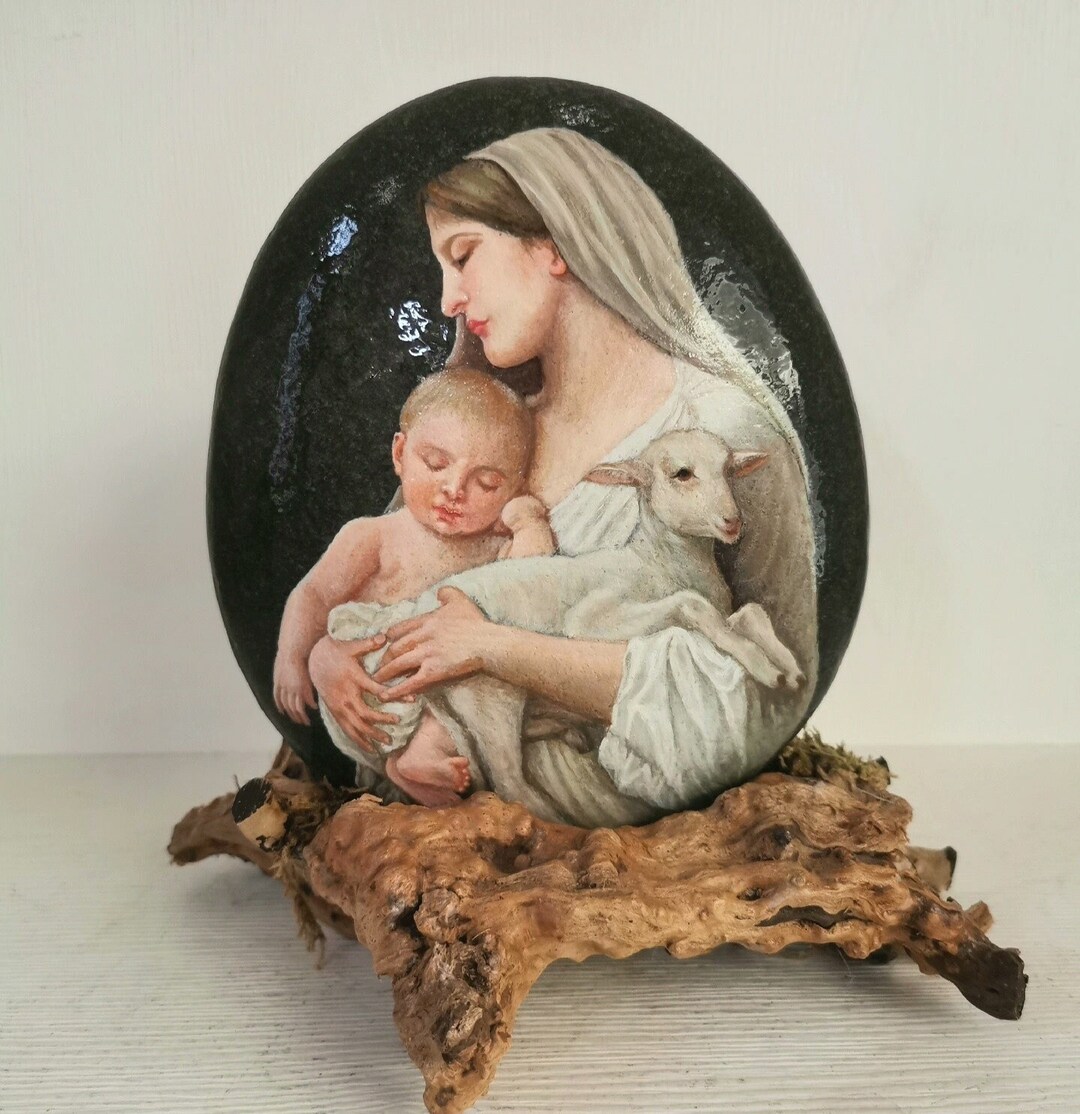 Reproduction of Adolphe Jourdan Innocence Painted Rock, Jesus Loves You ...