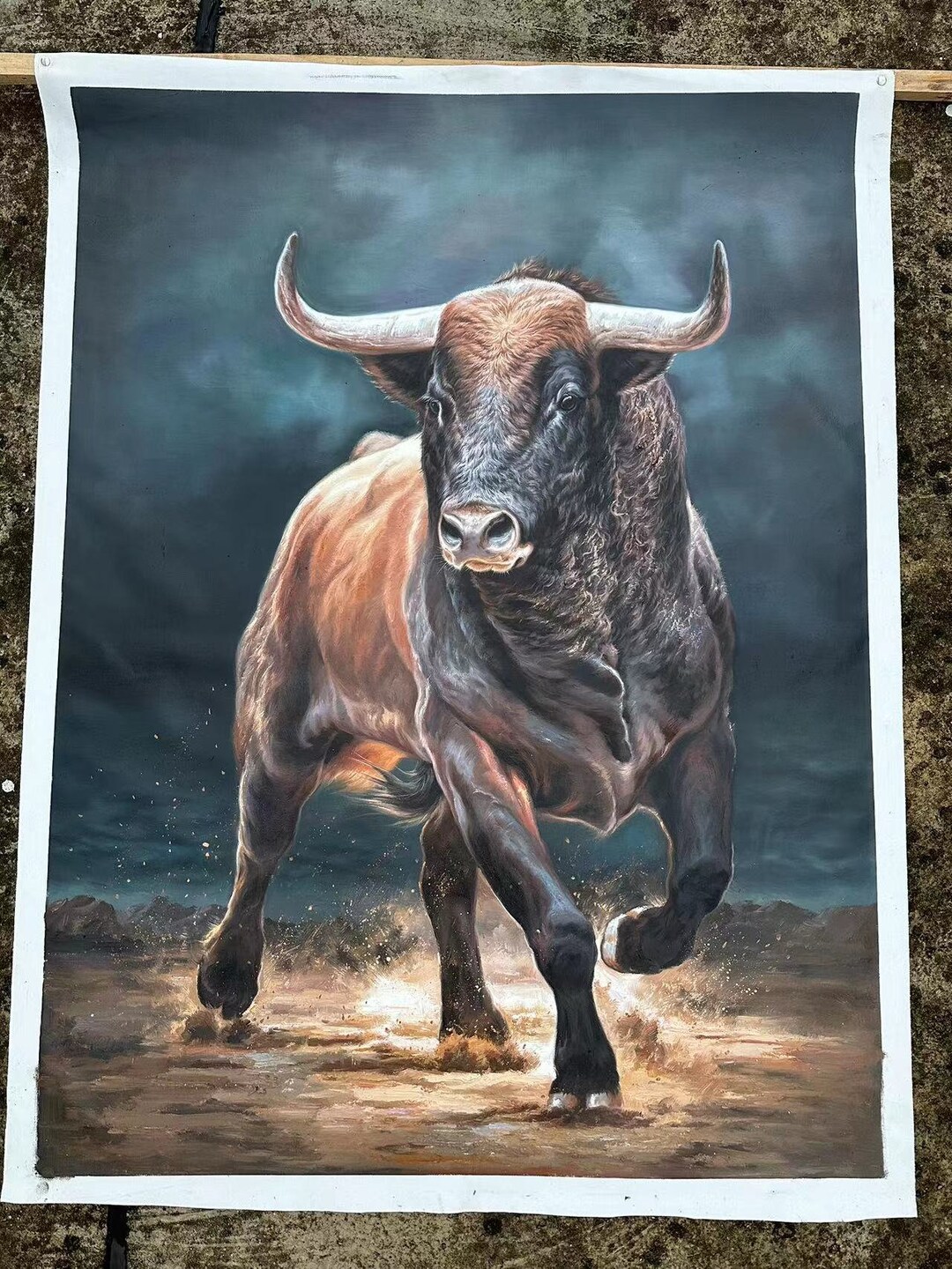 Bull Oil Painting, Hyperrealism Animal Painting, Bull Wall Decor, Art ...