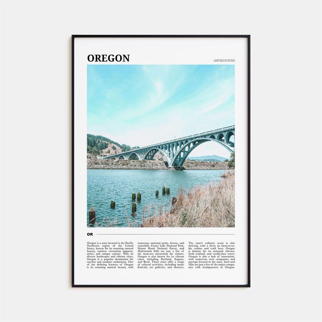 Oregon Travel Poster No 1, Oregon Wall Art, Oregon Poster Print, Oregon ...