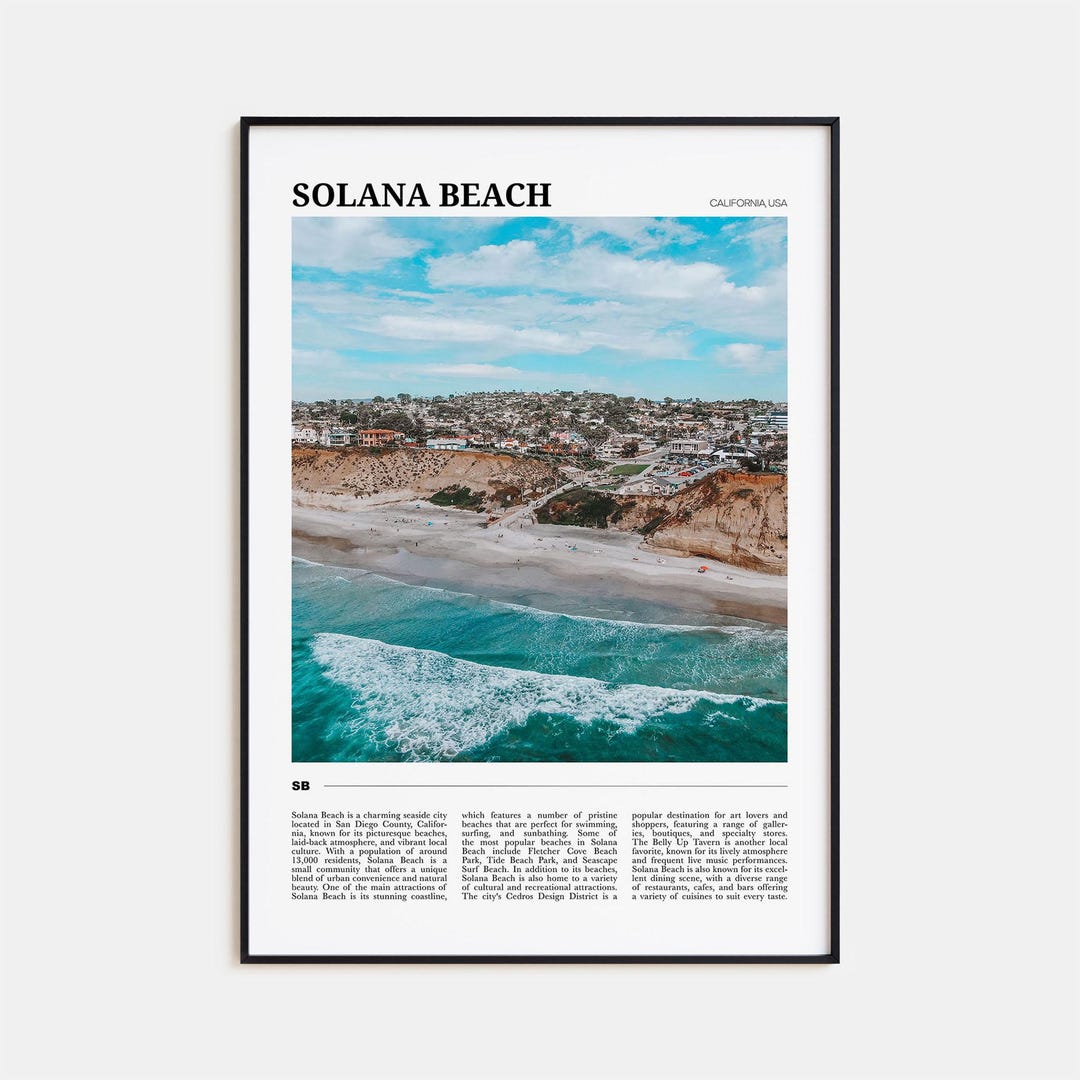 Solana Beach Travel Poster, Solana Beach Wall Art, Solana Beach Poster ...