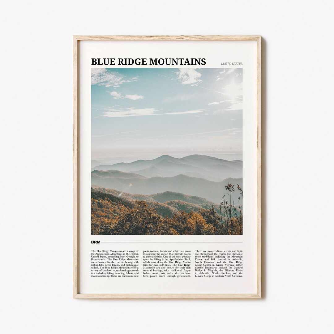 Blue Ridge Mountains Travel Poster, Blue Ridge Mountains Wall Art, Blue ...