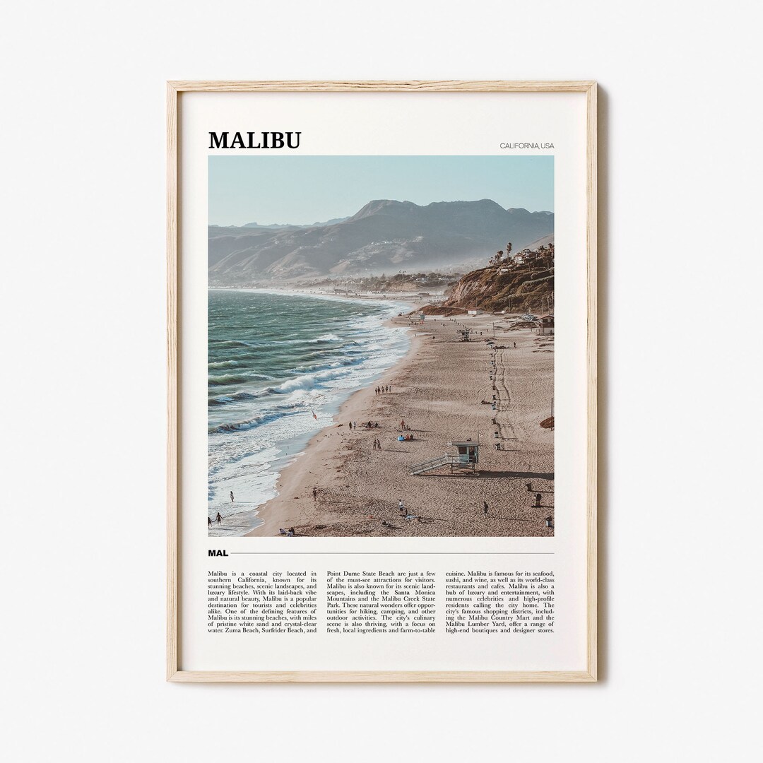Malibu Travel Poster, Malibu Wall Art, Malibu Poster Print, Malibu ...