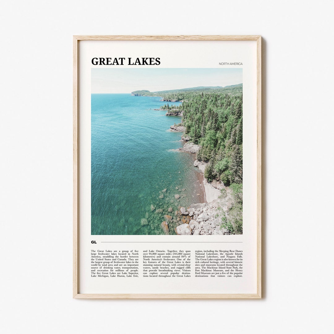 Great Lakes Travel Poster, Great Lakes Wall Art, Great Lakes Poster ...