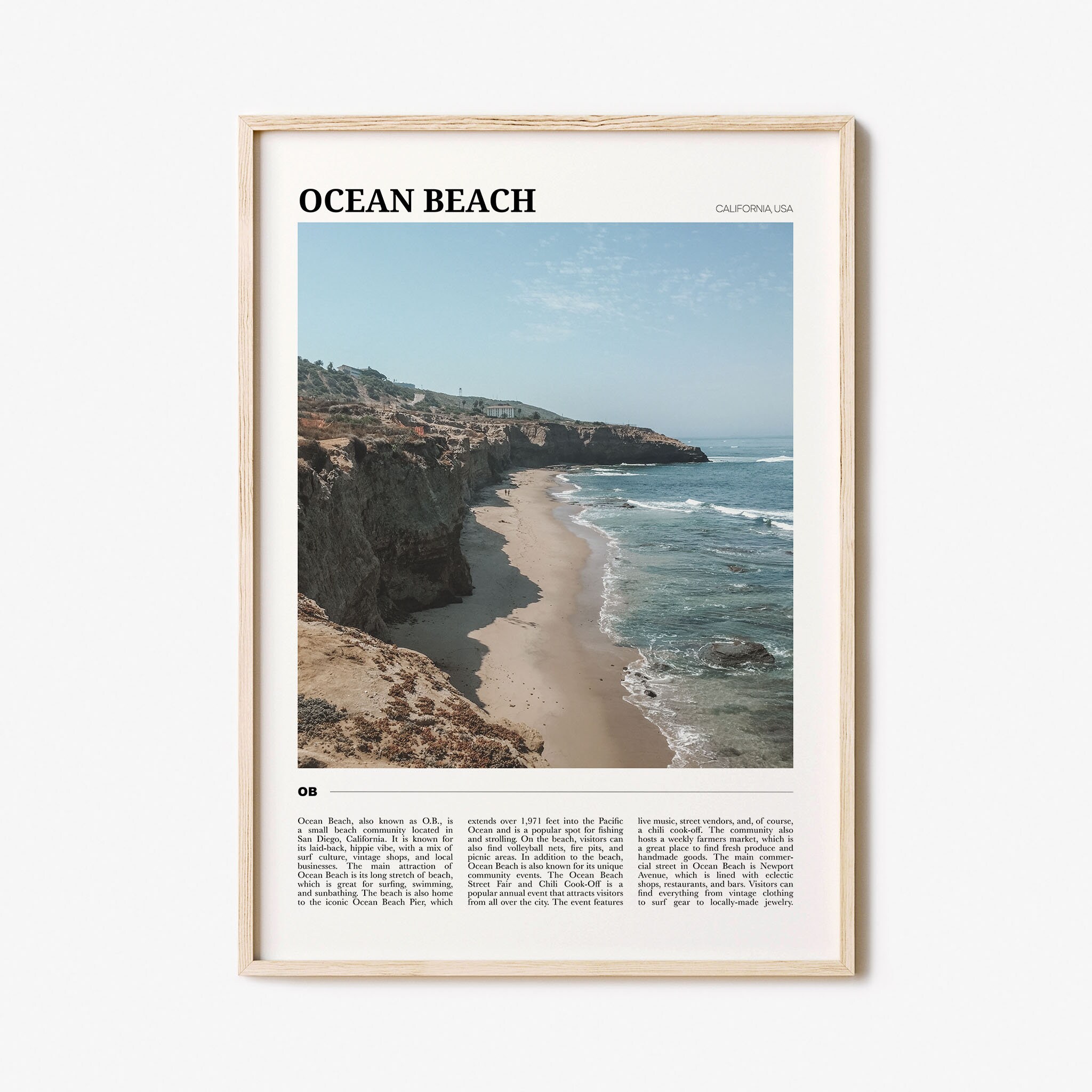 Ocean Beach Travel Poster, Ocean Beach Wall Art, Ocean Beach Poster ...