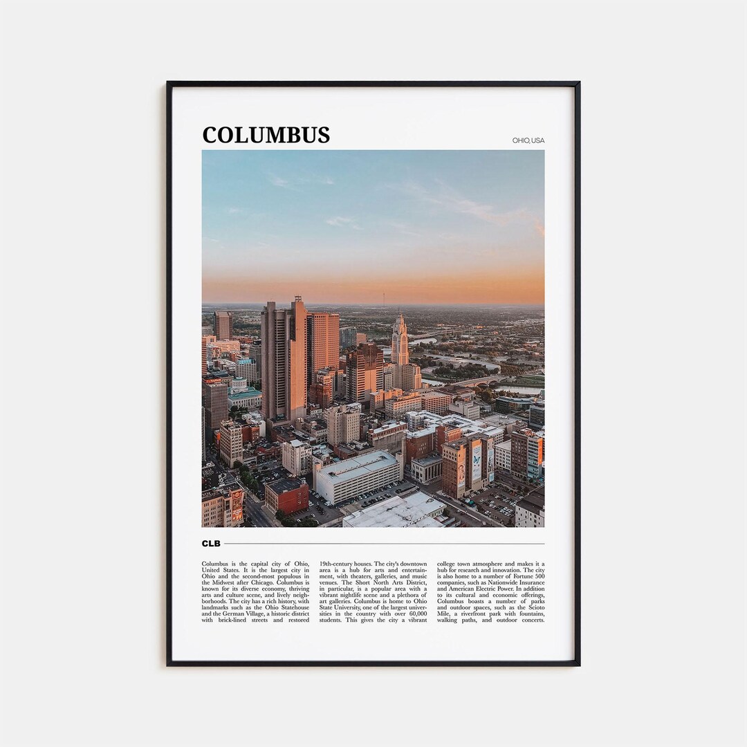 Columbus Reise Poster Ohio Nr. 3, Columbus Wandkunst, Columbus Poster ...