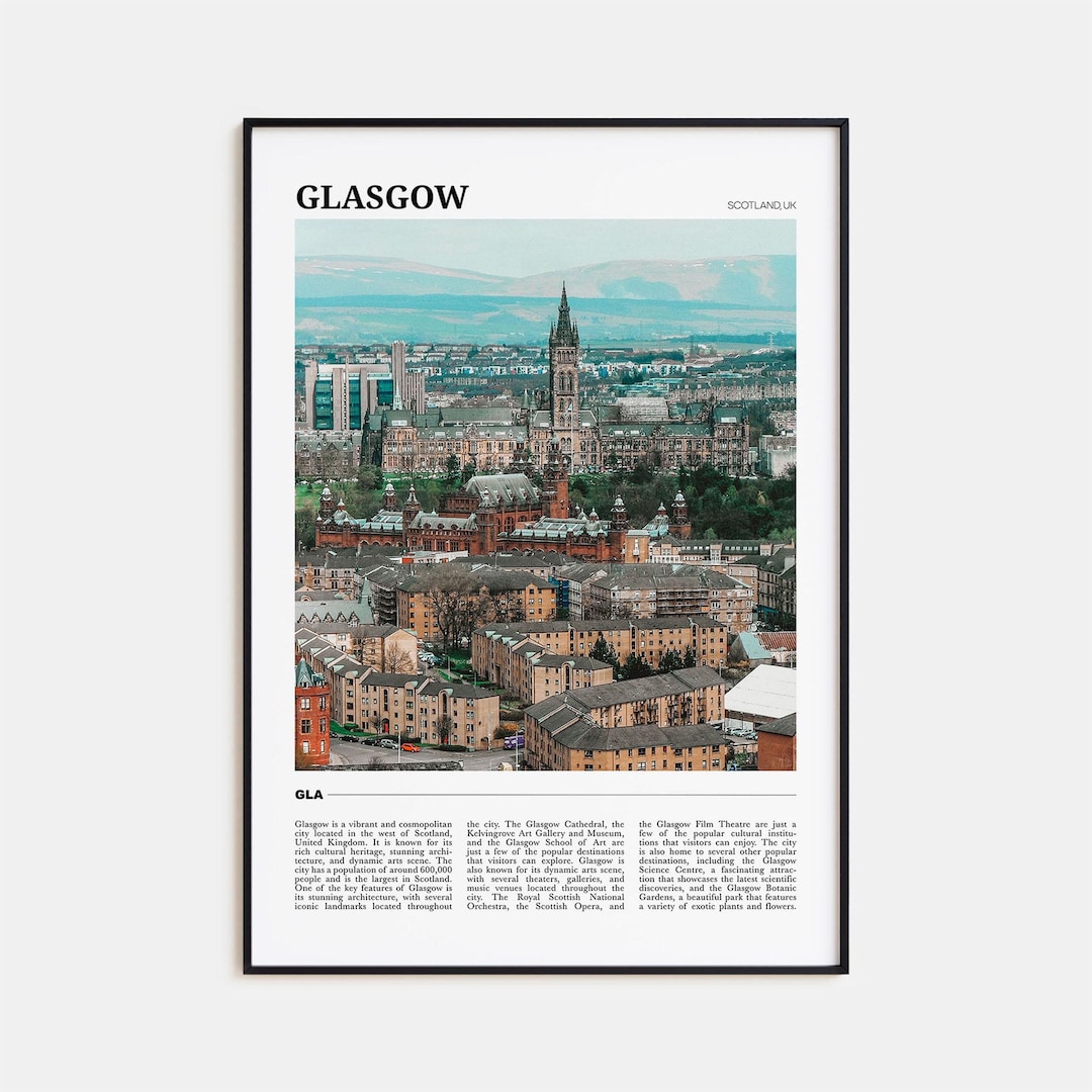Glasgow Travel Poster, Glasgow Wall Art, Glasgow Poster Print, Glasgow ...