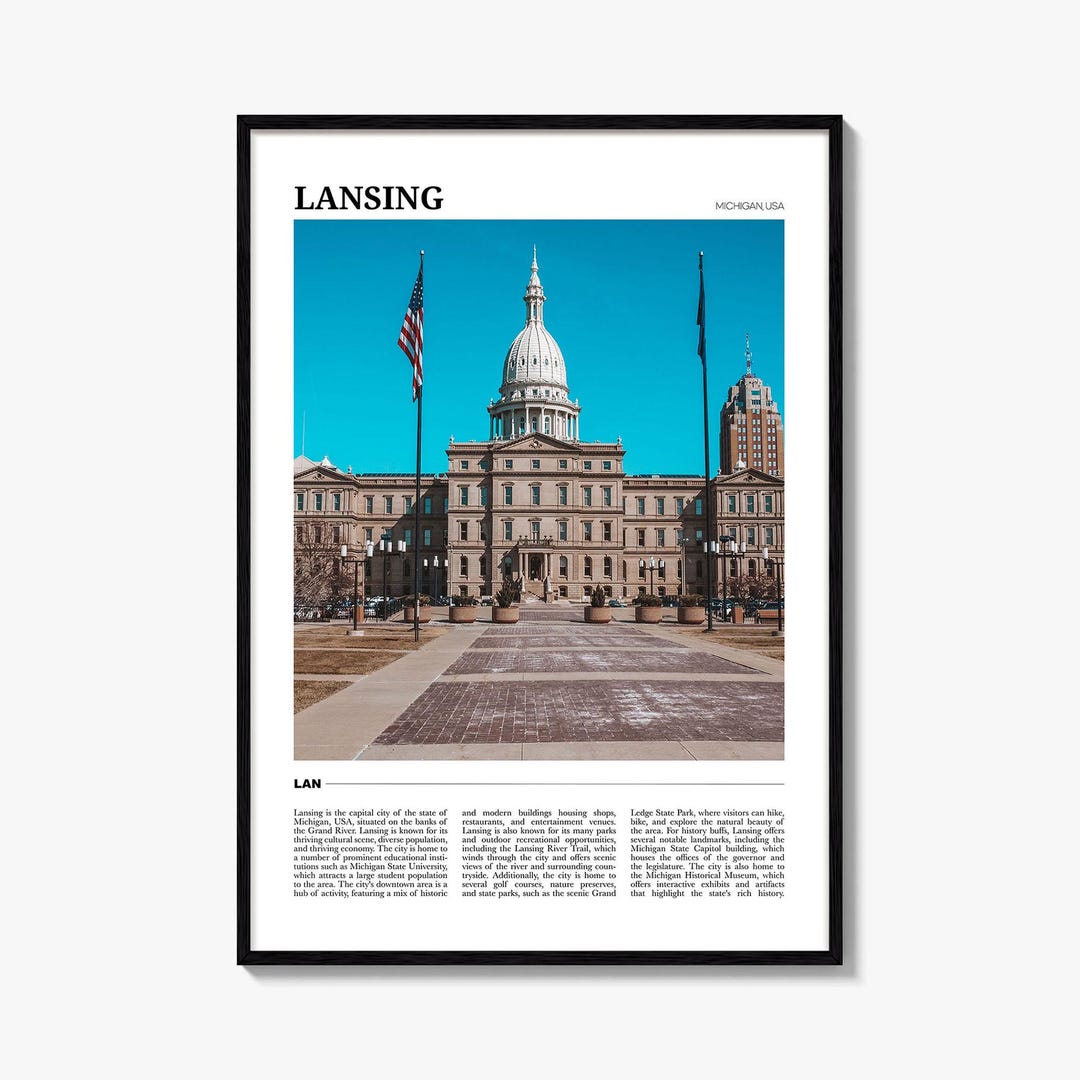 Lansing Travel Poster No 1, Lansing Wall Art, Lansing Poster Print ...