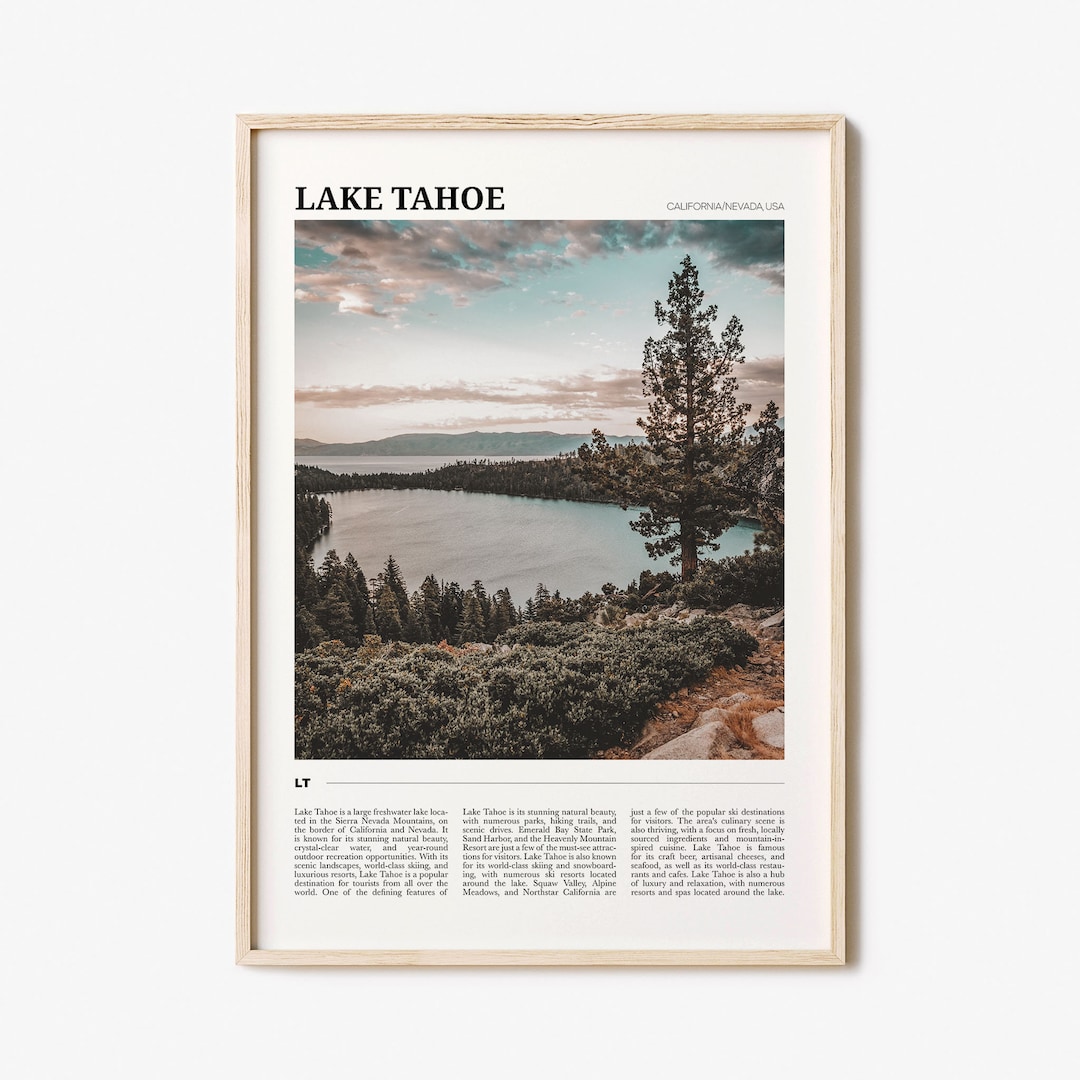 Lake Tahoe Travel Poster No 1, Lake Tahoe Wall Art, Lake Tahoe Poster ...
