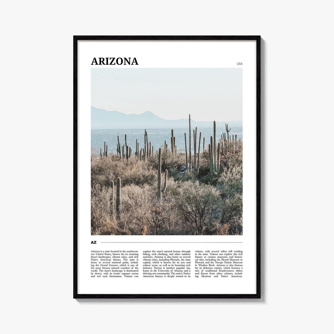 Arizona Travel Poster No 3, Arizona Wall Art, Arizona Poster Print ...