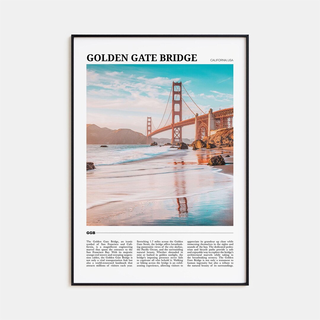 Golden Gate Bridge Travel Poster, Golden Gate Bridge Wall Art, Golden ...