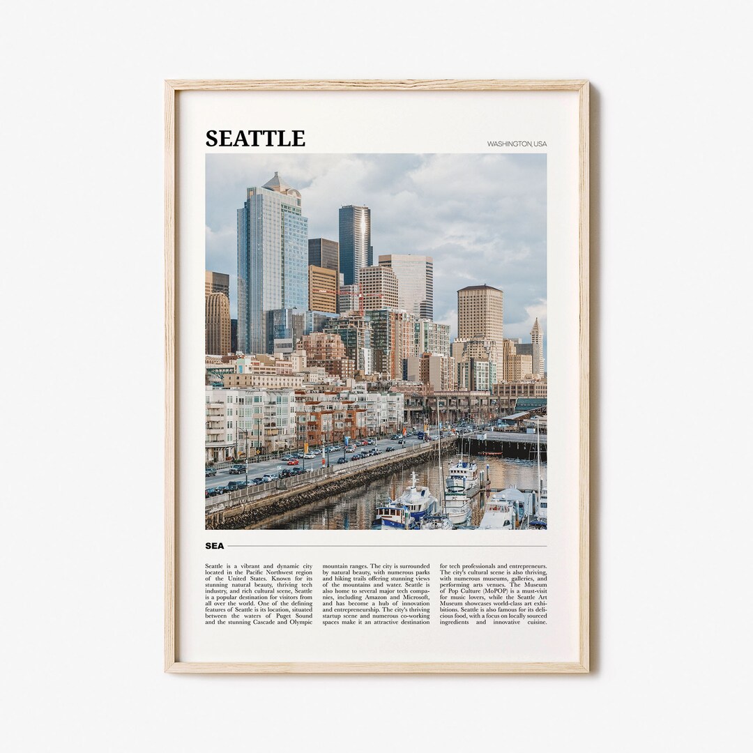 Seattle Travel Poster No 1, Seattle Wall Art, Seattle Poster Print ...